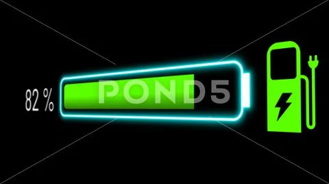 Electric car battery in active charging visionary dashboard: Graphic ...