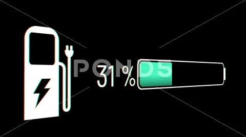 Electric car battery in active charging visionary dashboard: Royalty ...