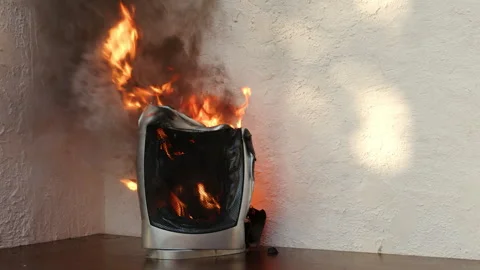 Electric fan heater burning with fire em... | Stock Video | Pond5