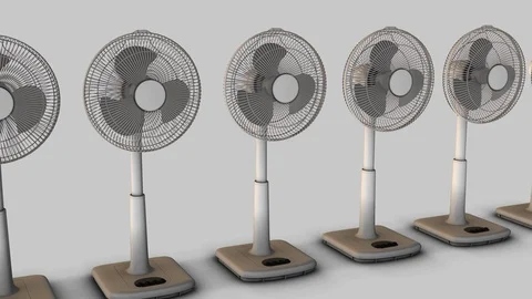 electric fan loop a row of fans | Stock Video | Pond5