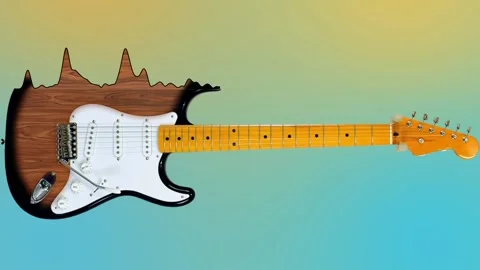 Electric guitar using sound wave 3d rend... | Stock Video | Pond5