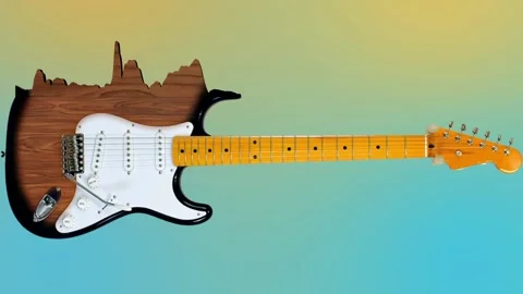 Electric guitar using sound wave 3d rend... | Stock Video | Pond5
