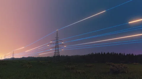 Electric Power Lines VFX Moving Day | Stock Video | Pond5