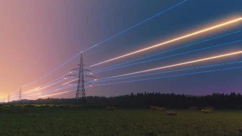 Electric Power Lines VFX Moving Day | Stock Video | Pond5