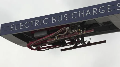 Electric powered transit bus charging st... | Stock Video | Pond5