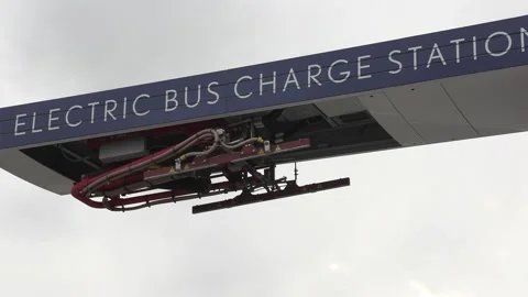Electric powered transit bus charging st... | Stock Video | Pond5