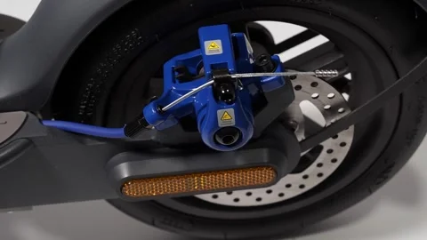 Electric scooter. The braking system of ... | Stock Video | Pond5