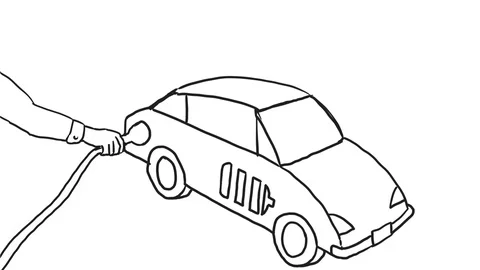 Electric Vehicle Charging Drawing 2D Ani... | Stock Video | Pond5