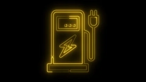 Electric vehicle charging neon icon vert... | Stock Video | Pond5