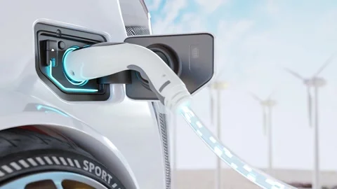 Electric vehicle charging port plugging ... | Stock Video | Pond5