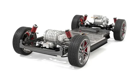 Electric vehicle chassis equipped with b... | Stock Video | Pond5
