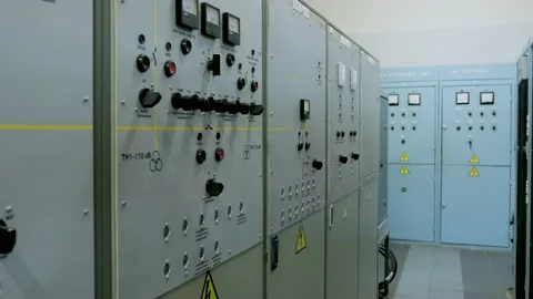 electrical control panel in substation i... | Stock Video | Pond5