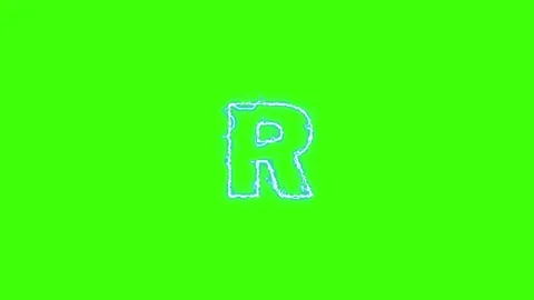 Electrical Lightning Of Letter R On Gree... | Stock Video | Pond5