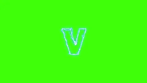 Electrical Lightning Of Letter V On Gree... | Stock Video | Pond5
