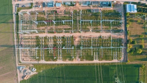 Electrical substation from a great heigh... | Stock Video | Pond5