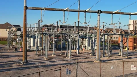 Electrical substation or electric grid o... | Stock Video | Pond5