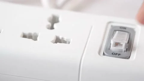 Electrical switch and plug on color back... | Stock Video | Pond5