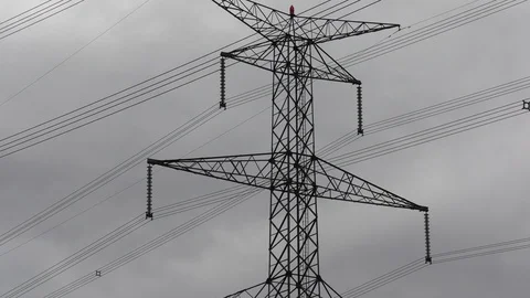 Electricity grid transmission towers and... | Stock Video | Pond5