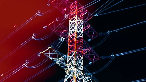 Electricity High Voltage Pylon , Compute... | Stock Video | Pond5
