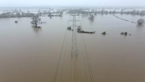 An Electricity Pylon in Deep Water in a ... | Stock Video | Pond5