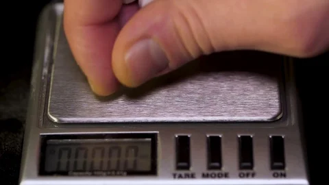 Electronic scales with tablet on black b... | Stock Video | Pond5