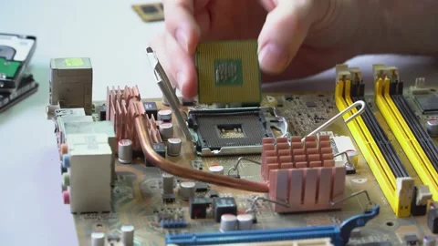 electronic technician assemble motherboa... | Stock Video | Pond5