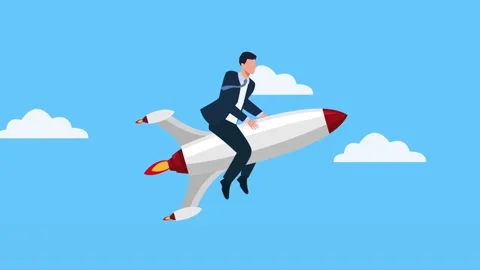elegant business man in rocket animation | Stock Video | Pond5