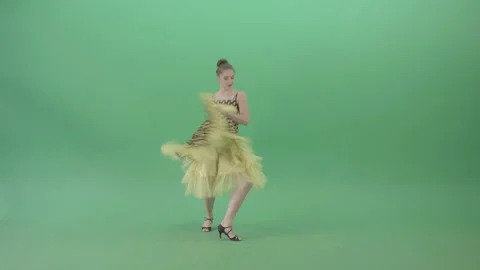 Elegant Girl in Yellow dress Dancing Boo... | Stock Video | Pond5