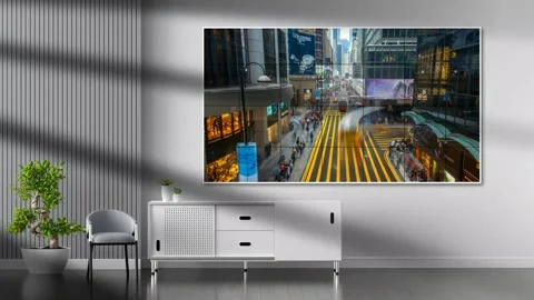 Elegant slide show on the wall of a white room. ~ After Effects #233067000