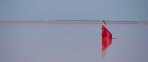 Elegant woman in red dress that flutters... | Stock Video | Pond5