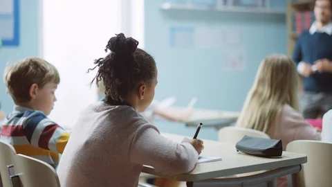 In Elementary School Class: Portrait of ... | Stock Video | Pond5