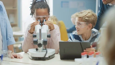 Elementary School Science Classroom: Cut... | Stock Video | Pond5