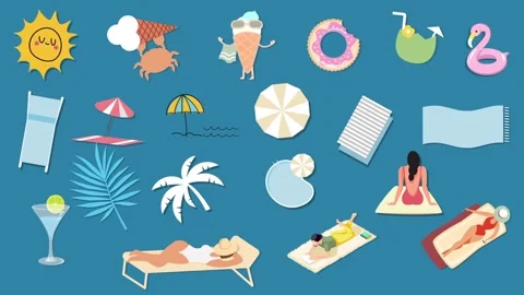 After Effects: Elements beach summer animation Full HD Pack #236967073