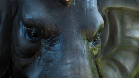 elephant statue face close-up with blue ... | Stock Video | Pond5