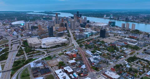 Elevated View of Detroit's Skyline and F... | Stock Video | Pond5