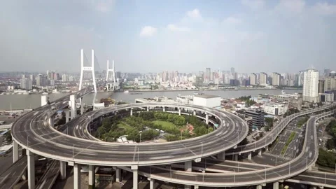 Elevated View of Shanghai's Complex Road... | Stock Video | Pond5