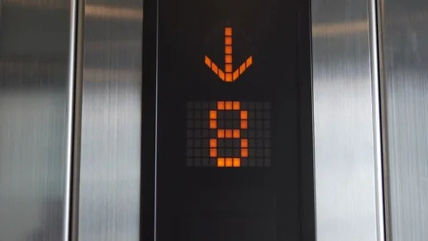 Elevator floor number going down, from 9... | Stock Video | Pond5