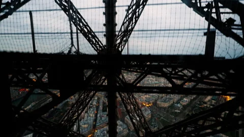 Elevator going up the floors of the Eiff... | Stock Video | Pond5