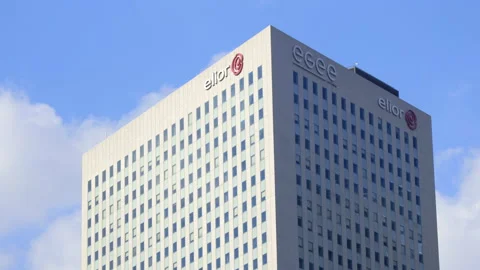 Elior logo on the Tour Egee tower in La ... | Stock Video | Pond5