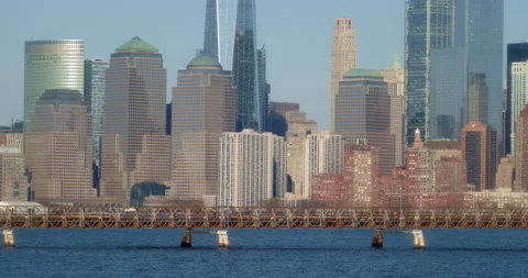 The Ellis Island Bridge, NYC Skyline | Stock Video | Pond5