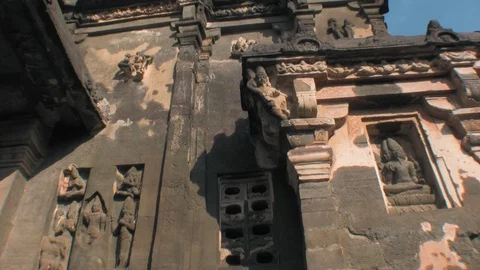 Ellora caves, India. Deities carved on t... | Stock Video | Pond5