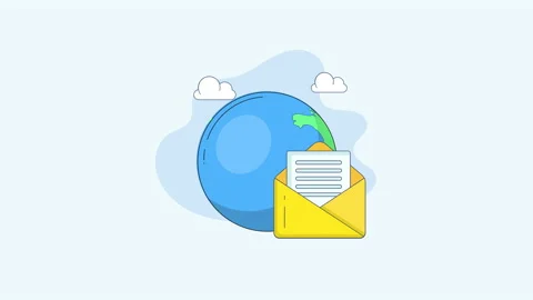 email and globe earth line art concept a... | Stock Video | Pond5