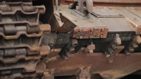 emains of a burnt and wrecked tank of th... | Stock Video | Pond5