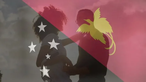 Embracing couple with Papua New Guinea f... | Stock Video | Pond5