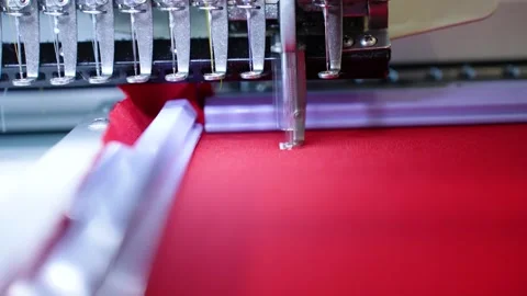 Embroidery machine in the process of emb... | Stock Video | Pond5