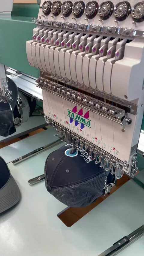 Embroidery machines in progress embroide... | Stock Video | Pond5