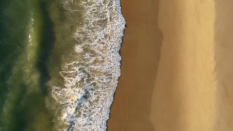 Emerald Ocean Waves Push Up onto the San... | Stock Video | Pond5