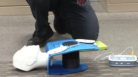 Emergency and Standard First aid, AED an... | Stock Video | Pond5