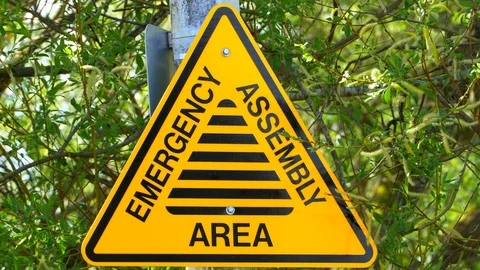 Emergency Assembly Area Sign, Safety Eva... | Stock Video | Pond5