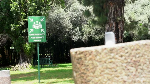 Emergency Assembly Point sign at Zoo, Pa... | Stock Video | Pond5